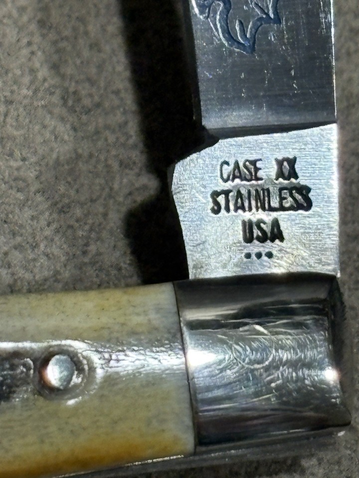1977 CASE XX 5233 PEN KNIFE PREMIUM STAG “BLUE SCROLL “ 3 DOT - NICE | eBay