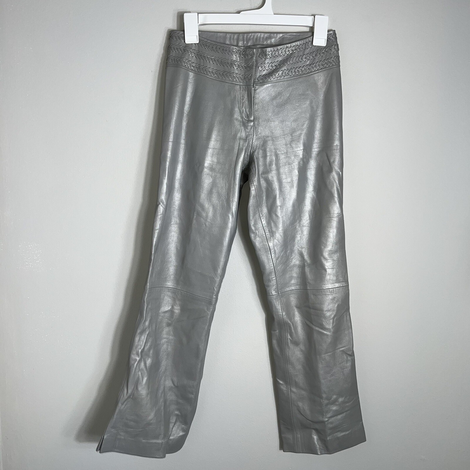Cache Vintage Leather Pants-Bootcut Flare Leg-Metalli… - Gem
