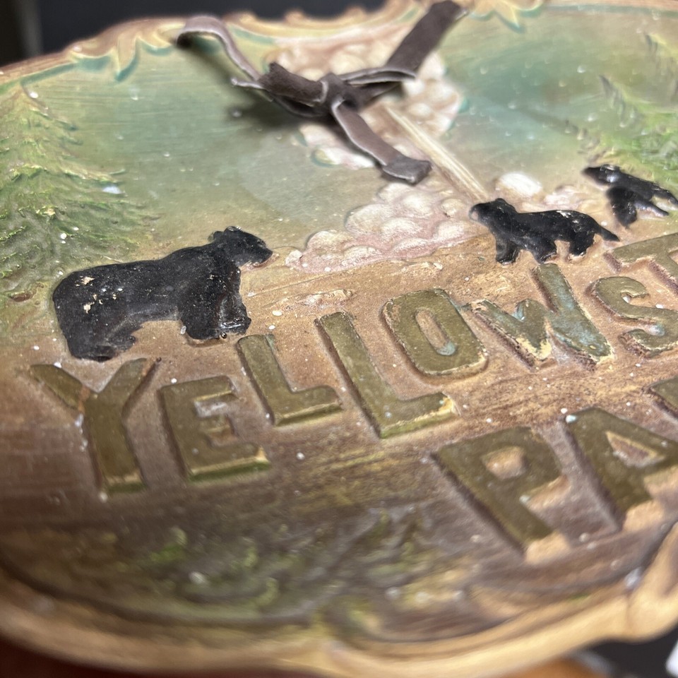 RARE - YELLOWSTONE PLAQUE w/BLACK BEARS AND OLD FAITHFUL | eBay