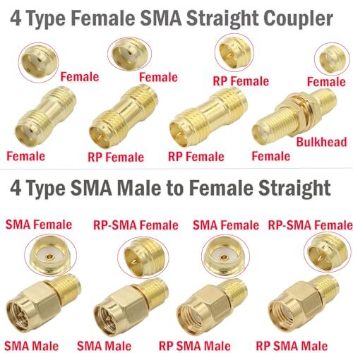 exgoofit SMA Adapter Kit, 18pcs, Gold Plated, with FPV Antennas, Ham ...