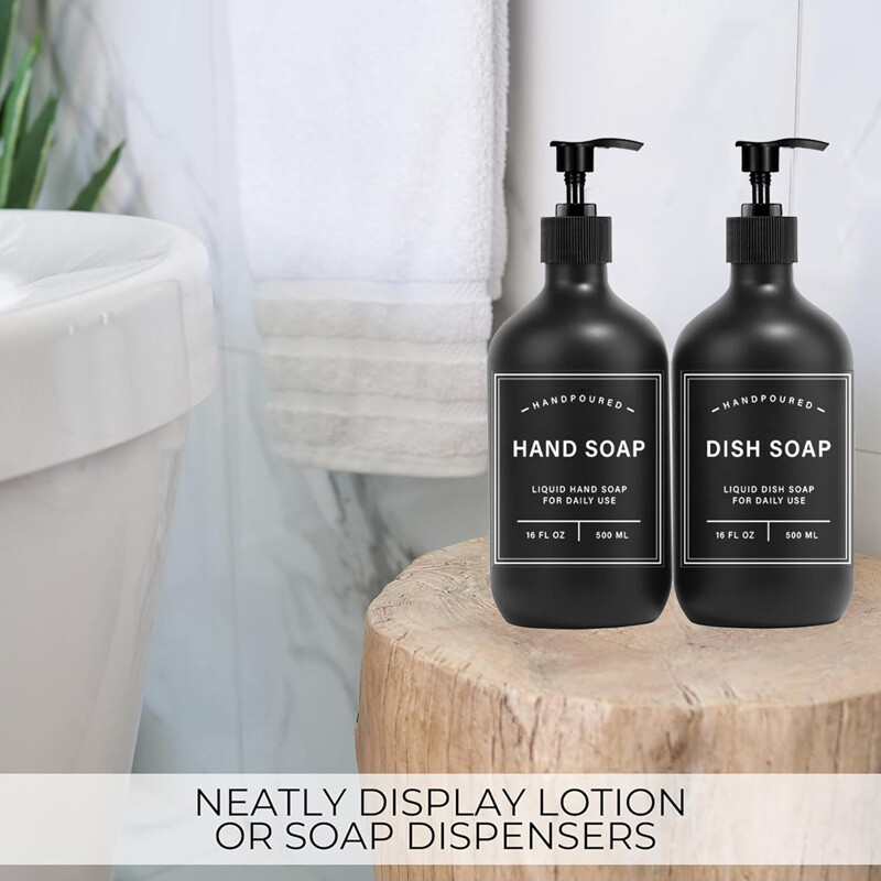 2/3 Pcs 500ml Soap Dispenser Empty Body Wash Bottles With Wooden Tray ...