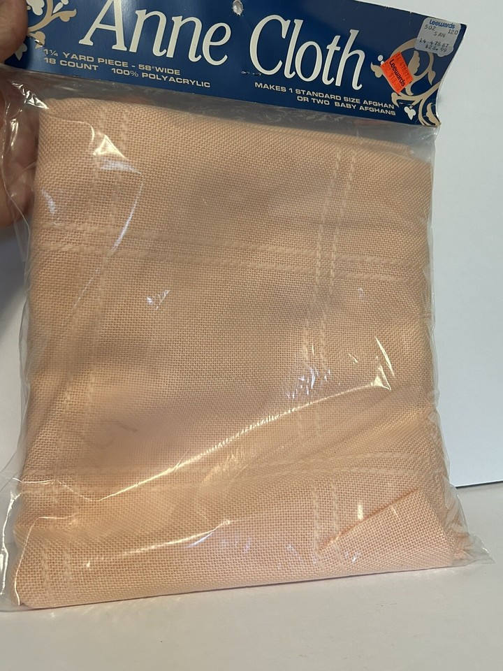 Leisure Arts 18 ct Peach Afghan Anne Cloth Vintage 58x45 RARE Color 1. ...