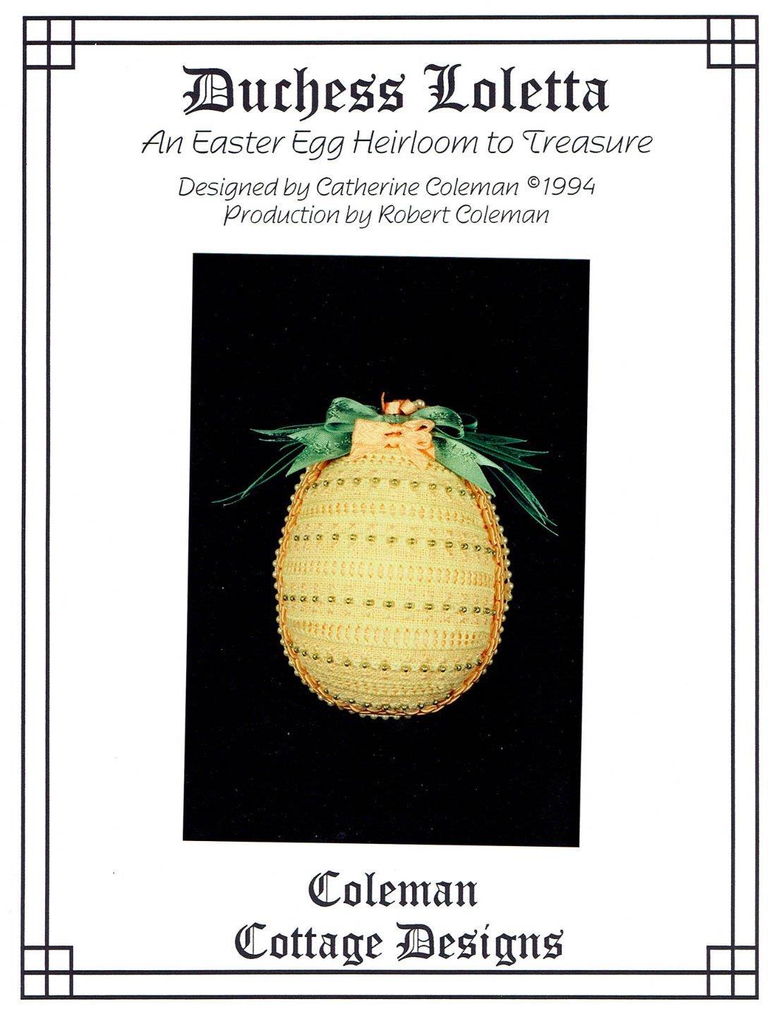STITCH GUIDE "Duchess Loletta" Heirloom Egg Ornament Catherine Coleman ...