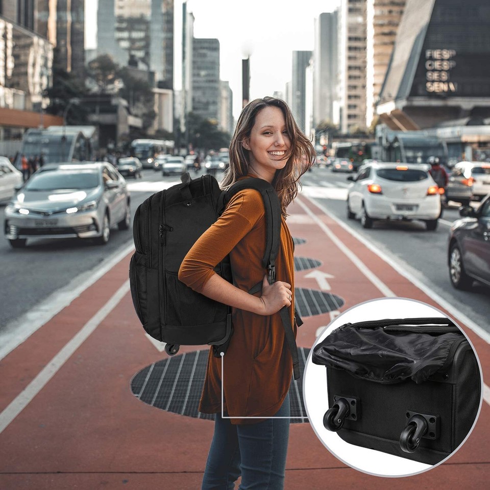 Rolling Backpack for Travel 4 Wheels Laptop Backpack for Women Men ...
