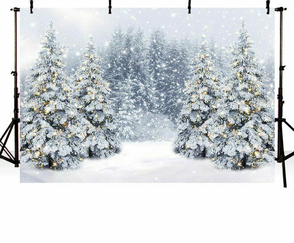 White Forest Snowfield Winter Christmas Photography Backdrop Portrait ...