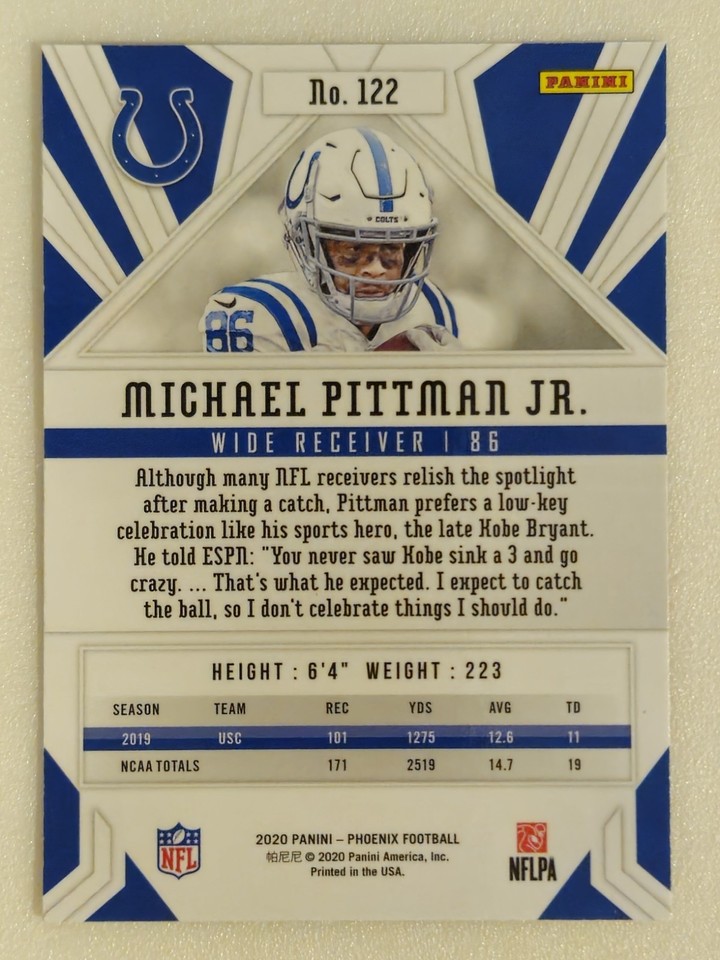 2020 Panini Phoenix - Rookies Michael Pittman Jr. #122 Fire Burst (RC ...