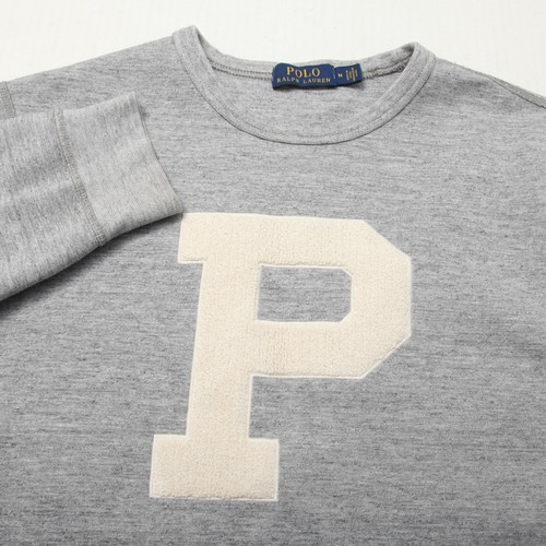Polo Ralph Lauren Sweatshirt Mens Medium Gray P Varsity Chenille Patch ...