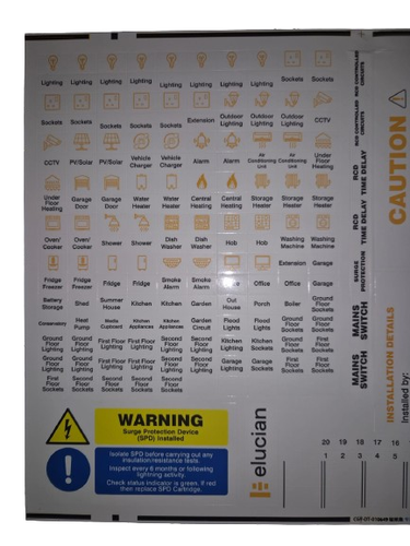 Fuseboard Consumer Unit Label Sticker Sheet Fusebox Wylex BG MK Hager ...