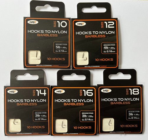 Pack of 30 NGT Barbless Hooks To Nylon Ready Tied Fishing Hooks (3 ...