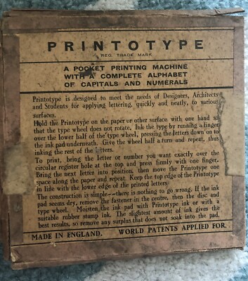 Early 1900s Printotype Pocket Printer | eBay UK