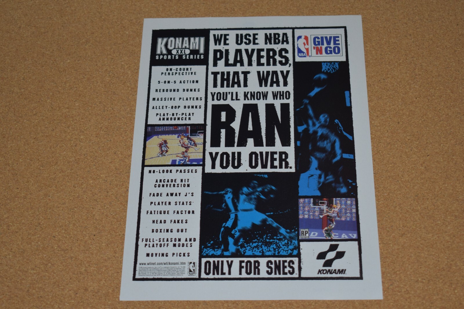 1995 Print Ad Konami XXL Sports Series Basketball NBA Give 'n Go video ...