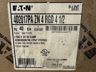 NEW Box of 40 New Eaton B-Line 4D2017PAZN 4" Rigid Strut Strap - 4-1/2 ...