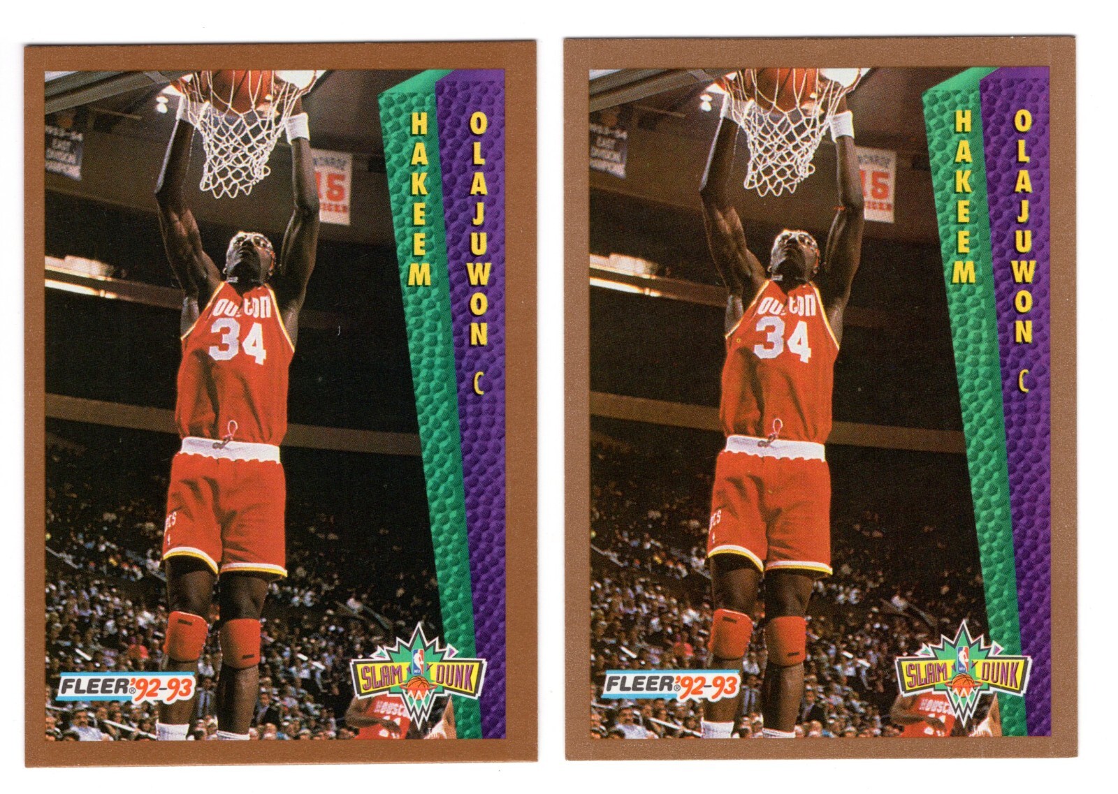(2) 1992-93 FLEER HAKEEM OLAJUWON SLAM DUNK CARD #294 LOT **NM-MT ...