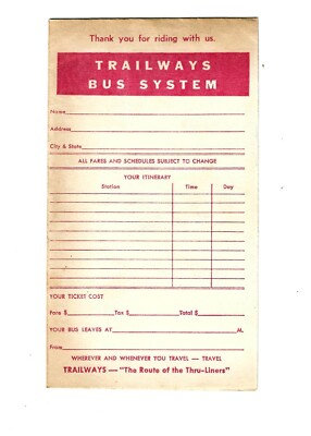 VINTAGE National Trailways Bus System Ticket Envelope UNUSED | eBay