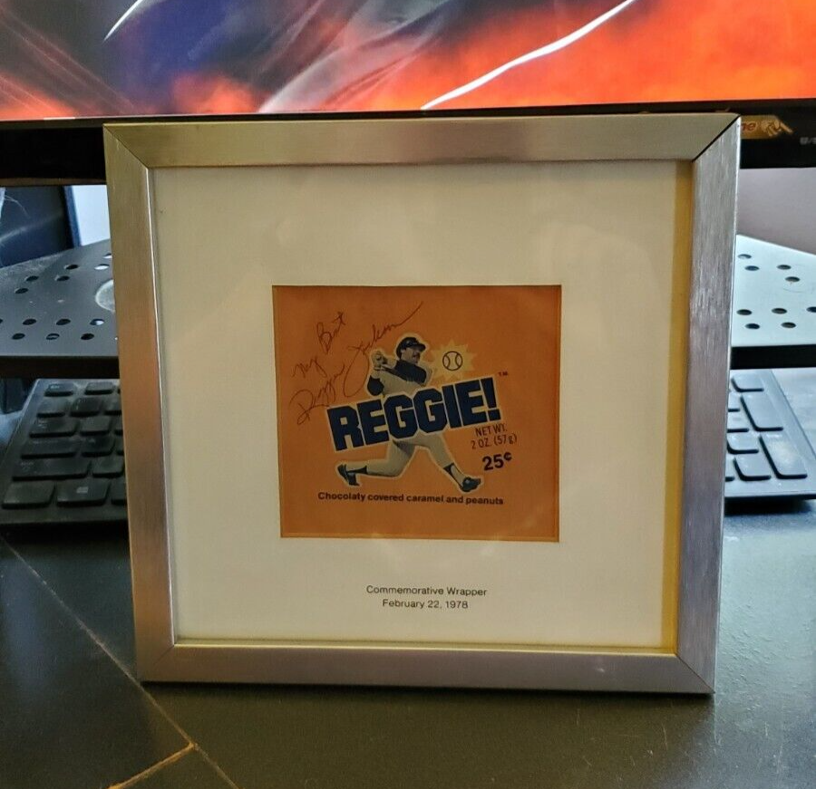 Reggie Jackson Signed 1978 Vintage "Reggie" Candy Bar Wrapper COA Matte/Framed!! | eBay