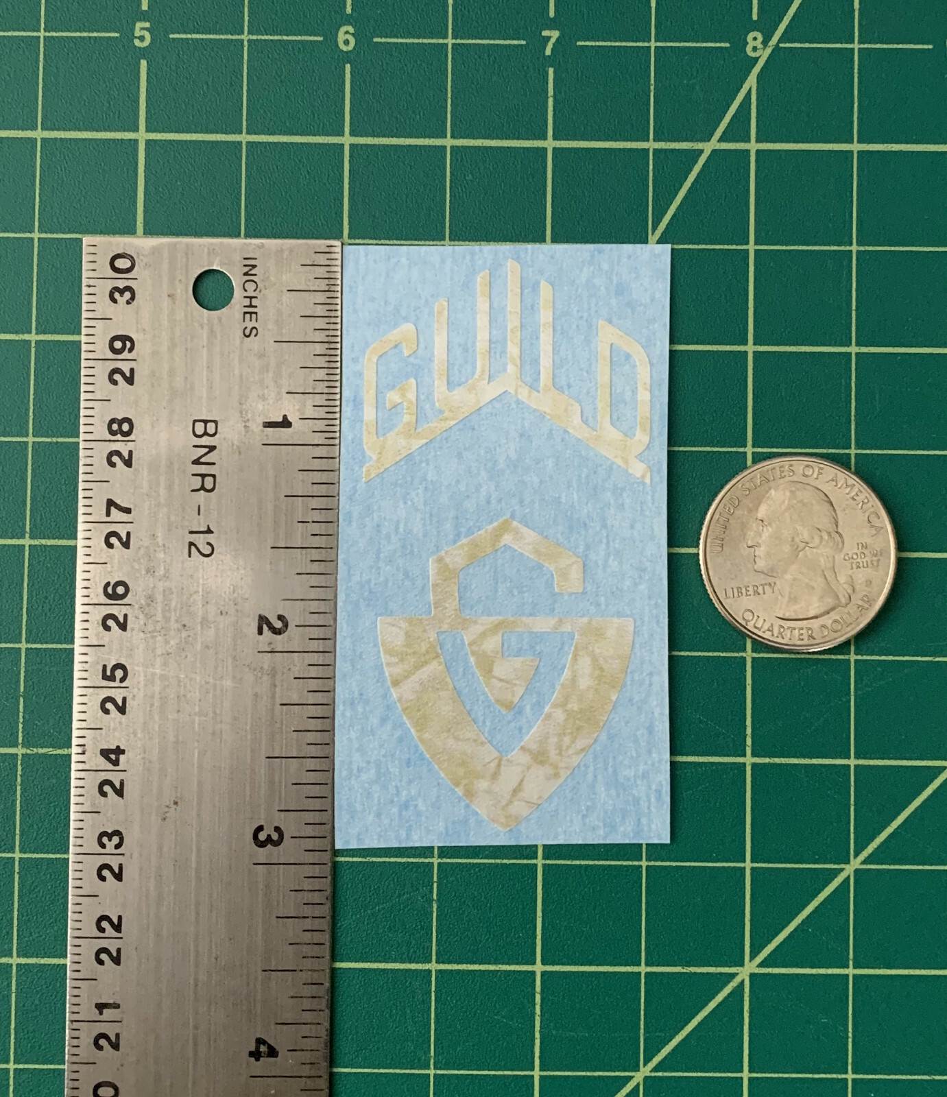 Guild G Shield logo Aged Pearl Guitar Headstock Logo Vinyl Sticker ...