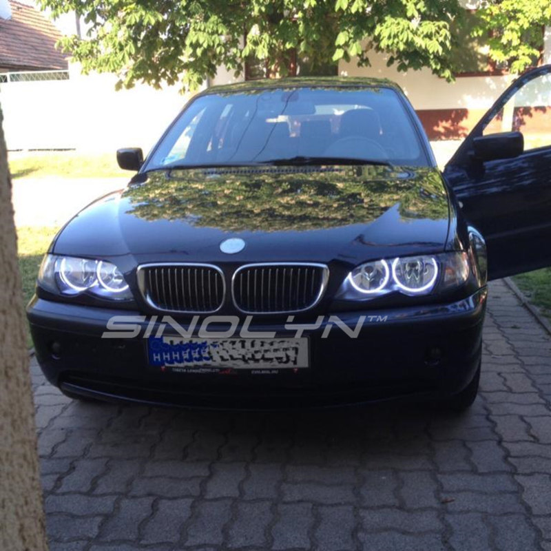 For BMW E46 Halogen Headlight Retrofit LED Angel Eyes Halo DRL 131 ...