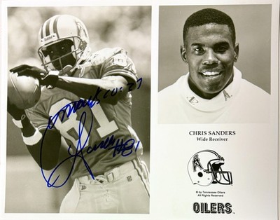 Chris Sanders signed Houst on Oilers 8x10 Photo Mark 20:27- COA (Titans ...