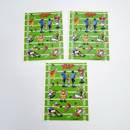 Vintage Hallmark Football Stickers 3 Sheets Caricature Players Coach ...