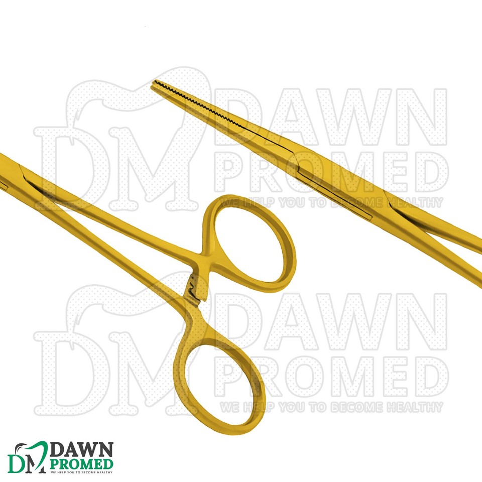 2 Pcs Kelly Hemostat Forceps 5.5" Straight & Curved Gold Surgical ...