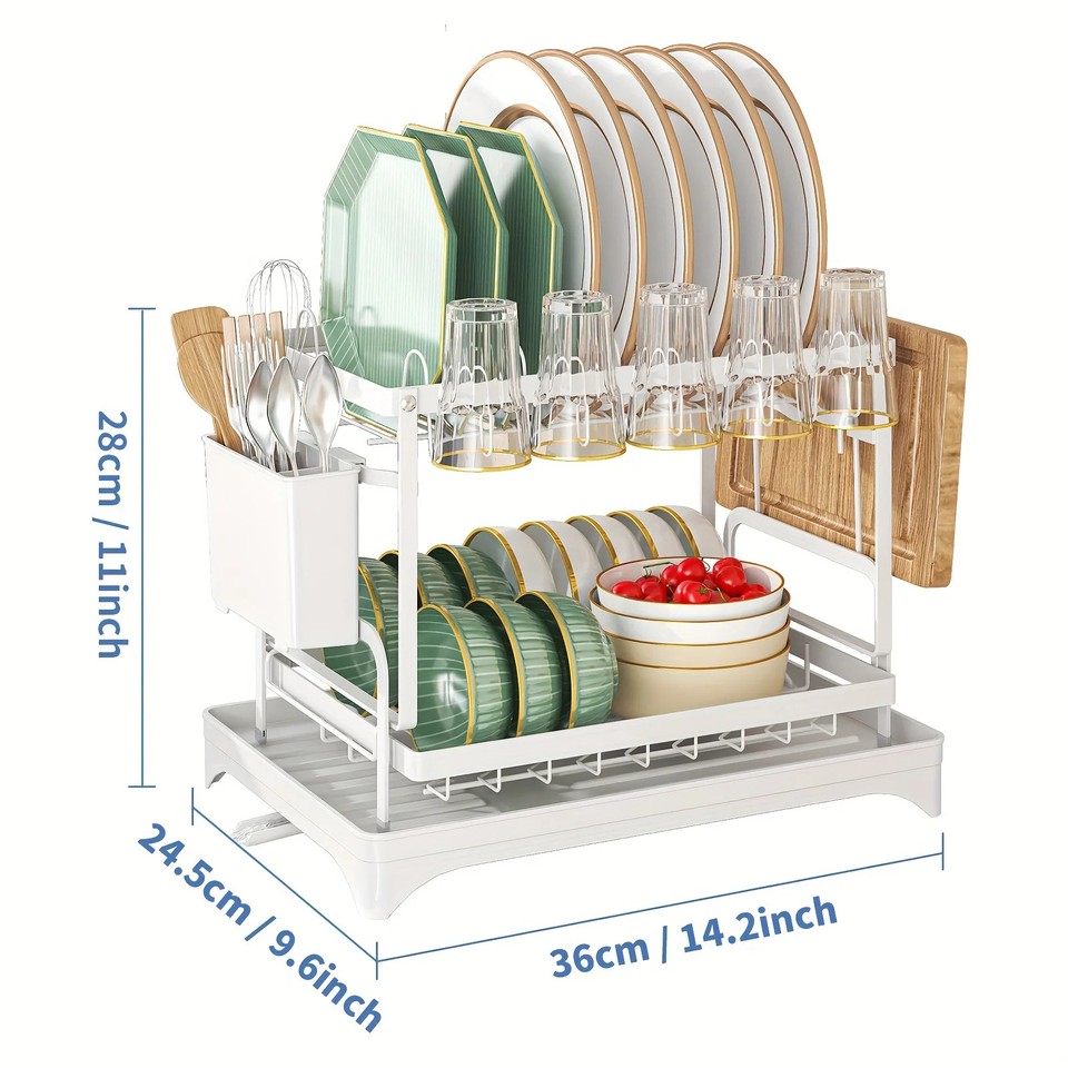 1pc Dish Rack, Double Layers Space-saving Dish Drying Rack With ...