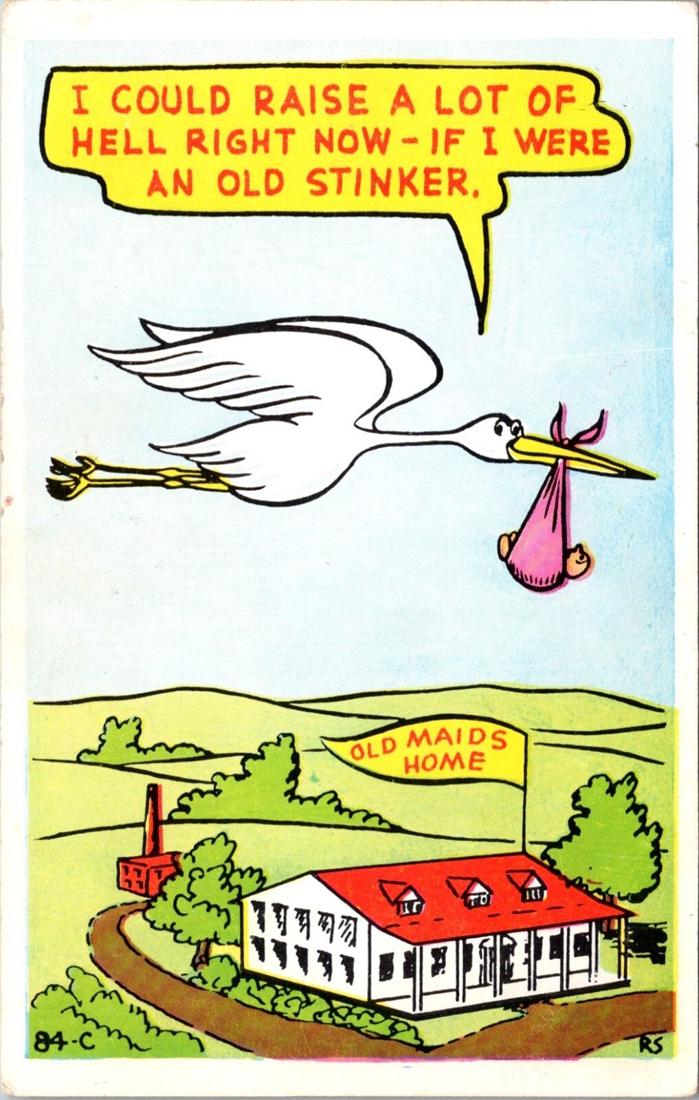 I Could Raise Lot of Hell Right Now Stork Comic Postcard | eBay