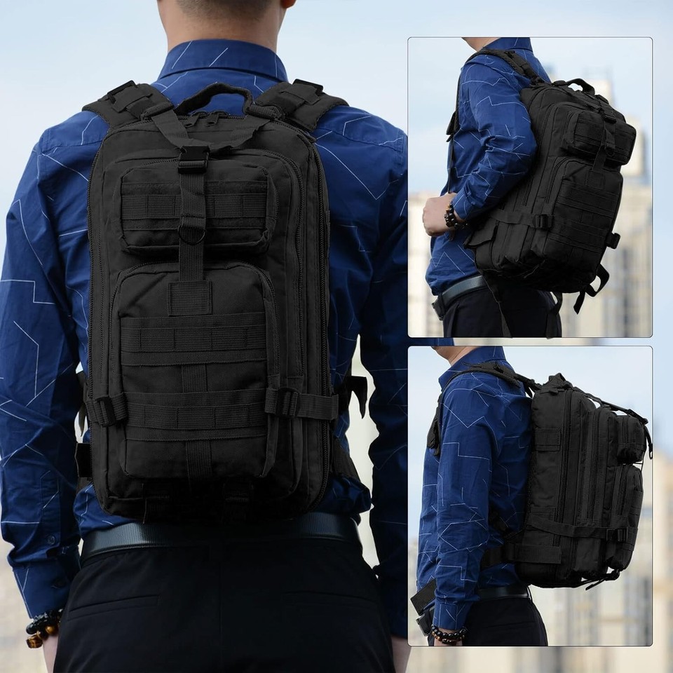 30L Military Black Tactical Backpack Rucksack Camping Hiking Bag ...