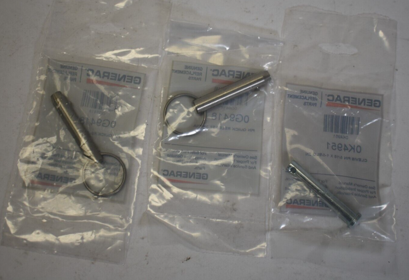 3 Pack Generac Quick Release Pin 3/8" 0G9418 Genuine Replacement Part ...