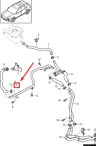 PORSCHE CAYENNE 92A Engine Water Coolant Hose 95810635640 NEW GENUINE ...