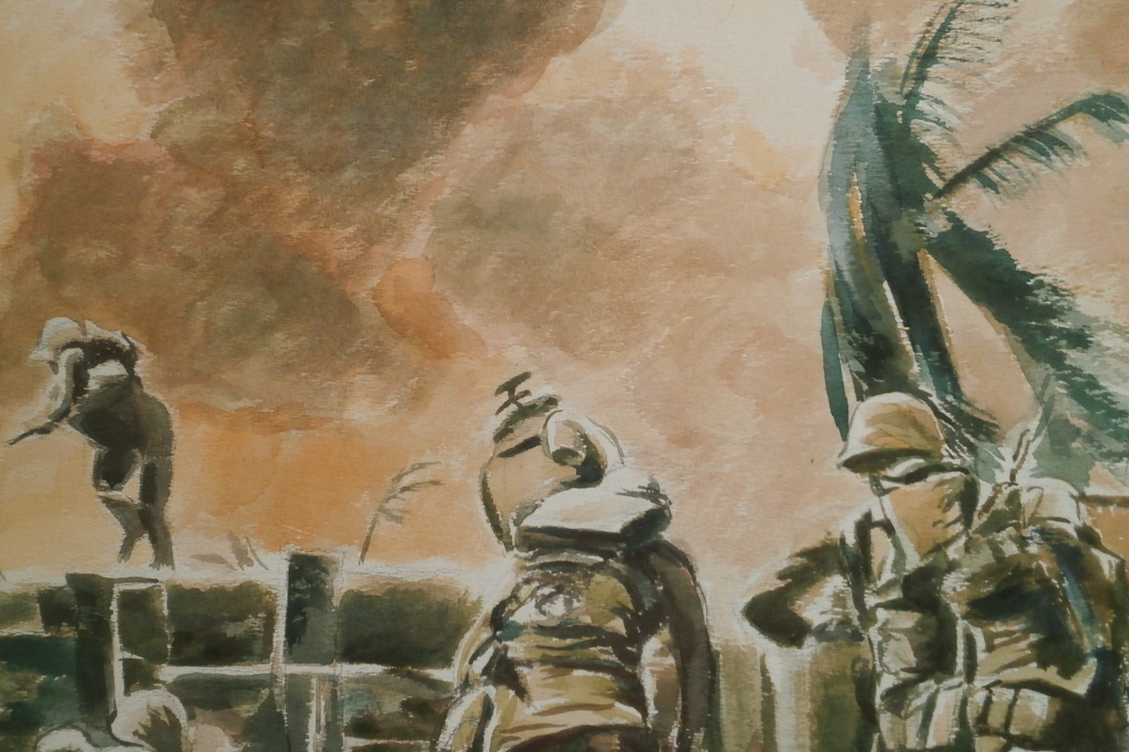 "South Pacific" WW 2 Combat Watercolor Painting-1992-Israel Louis ...