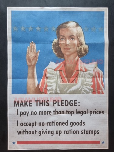 1942 WW2 USA AMERICA WOMEN RATIONED FOOD WAR BONDS LADY PROPAGANDA ...