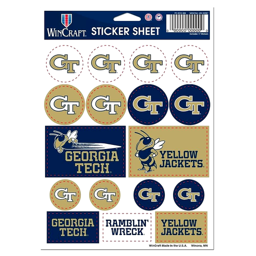 Georgia Tech Yellow Jackets Vinyl DieCut Sticker Set / Decal Sheet Free ...