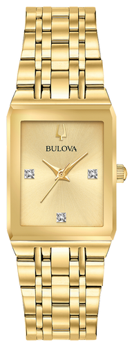 Bulova Quadra Diamond Gold Tone Ladies Watch 97P140 42429566804 | eBay