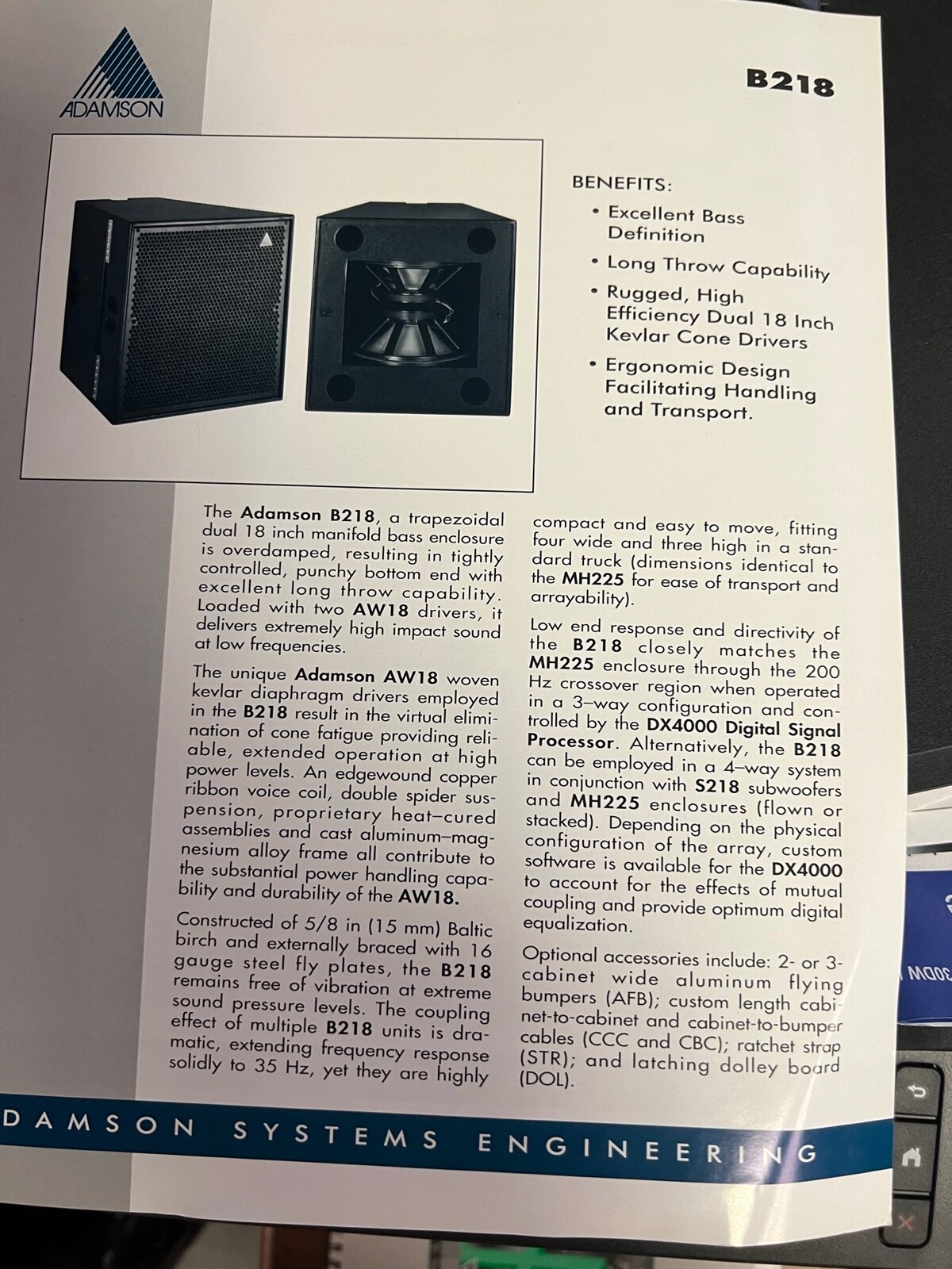 Adamson Systems Engineering Professional Concert PA System MH225/B218 ...