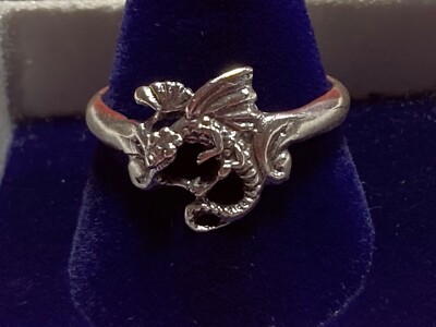 Retro Sterling silver small dragon ring size 9 | eBay
