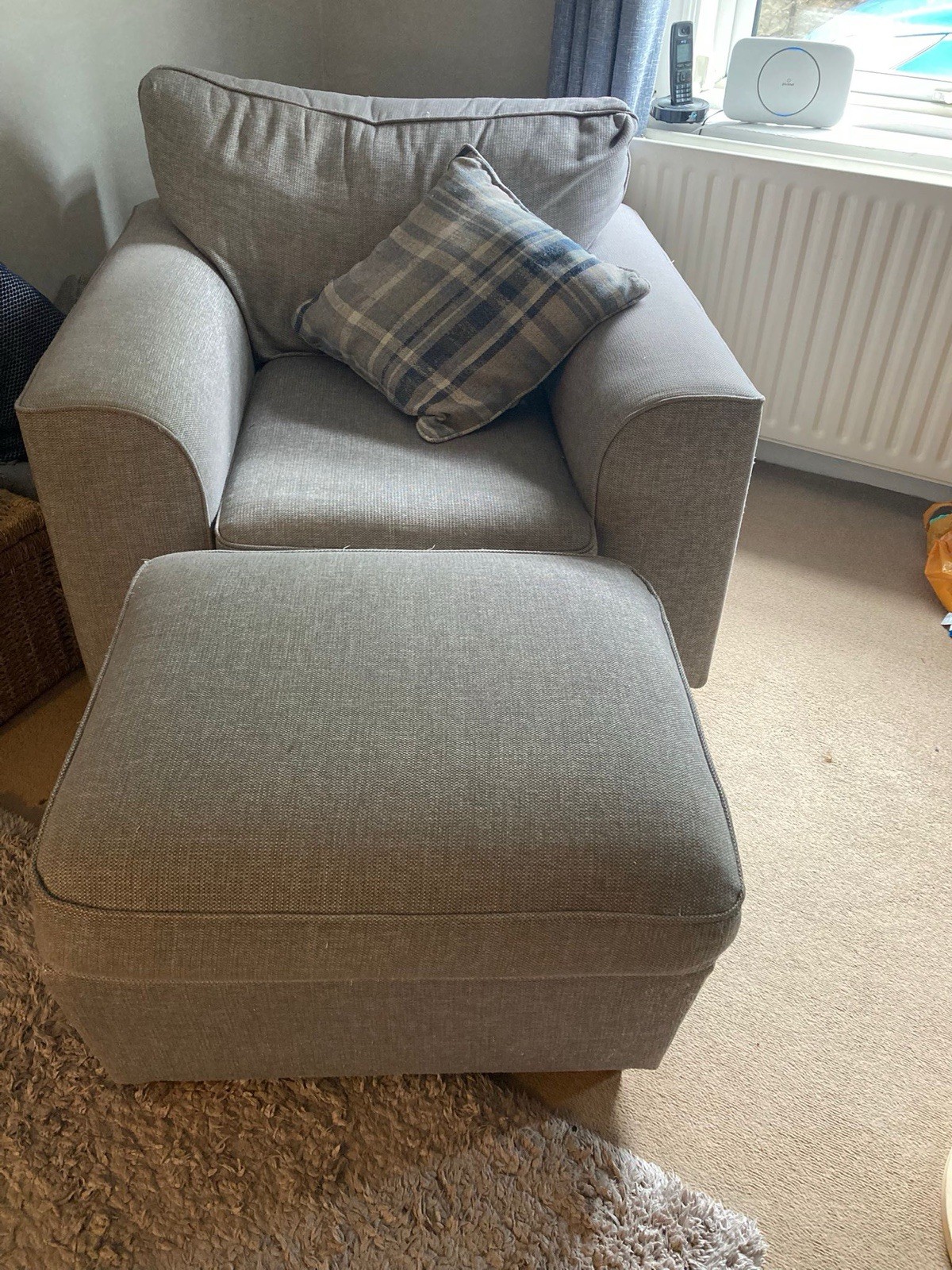 Barker & Stonehouse Upholstery Armchair And Poof | eBay UK