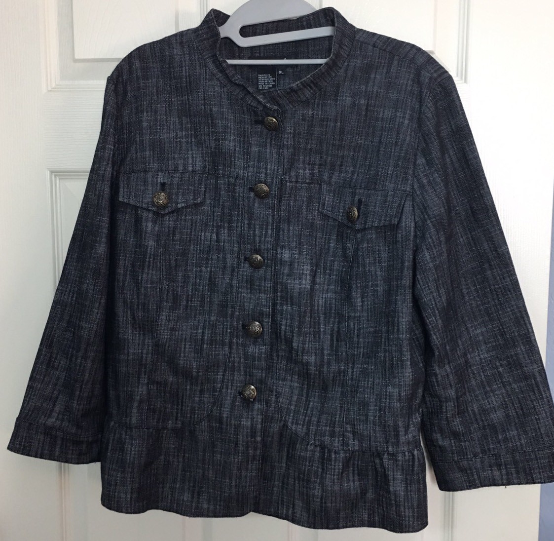 Sandro Sportswear Sz XL Blue Button Down Cropped Swing Jacket | eBay