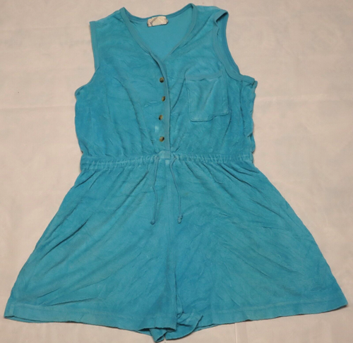 Vintage 80s HAMPTON HOUSE beach blue terry romper size L | eBay