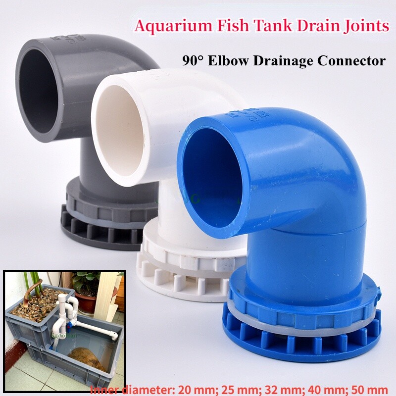 1PC Aquarium Fish Tank Drain Joints 90° Elbow PVC Pipe Connectors ID 20 ...