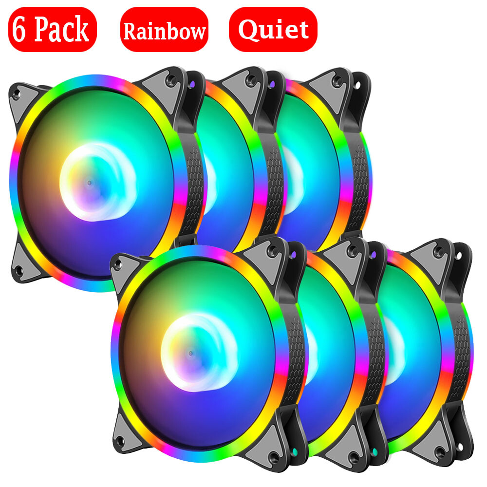 3 6 9X 120mm RGB LED PC Fan Computer Case Cooling Fan Quiet Colorful ...