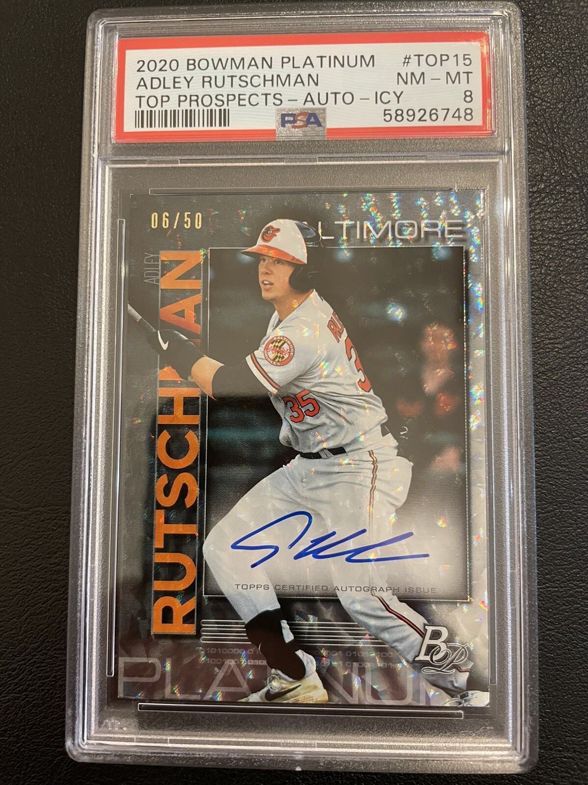 2020 Bowman Platinum TOP PROSPECT ICY AUTO Adley Rutschman Rookie RC ...