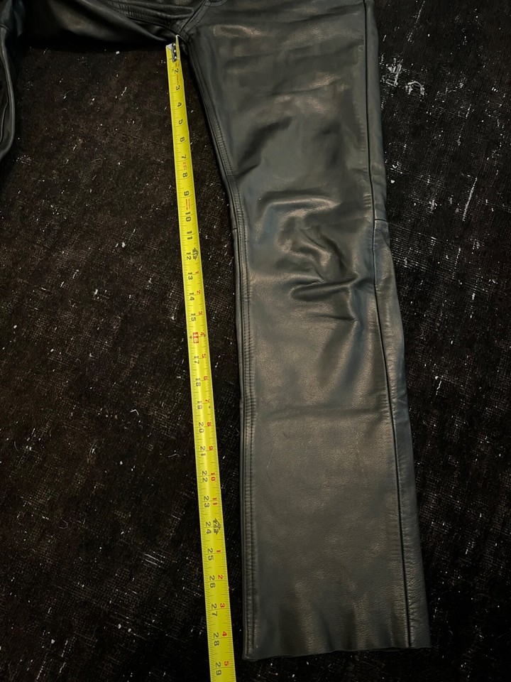The Original Leather Line Black Leather 5 Pocket Pants 28 Biker | eBay
