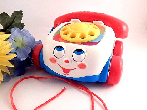 Fisher Price Chatter Phone Pull Toy Classic Retro Bell Dial Wobble Eye ...