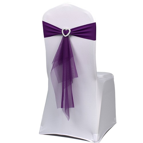 10X Chair Cover Band Bow Sashes Rhinestone Buckle Slider Banquet ...