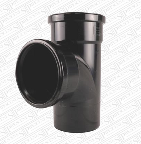 uPVC Soil Pipe 110mm Tee Branch - Black Double Socket Compact Soil Tee ...