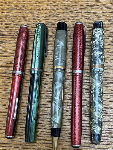 Lot Of 5 Bladder Ink Fountain Pens 3 Easterbrook, 1 Gridium Tipped, 1 ...