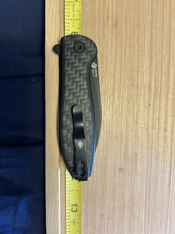 Kizer Infinity V3579M3 NitroV Black Blade And Carbon Fiber Scales. | eBay