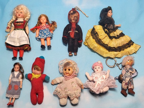9 x Vintage Mini Small Dolls Figures Various Job Lot Collection of ...