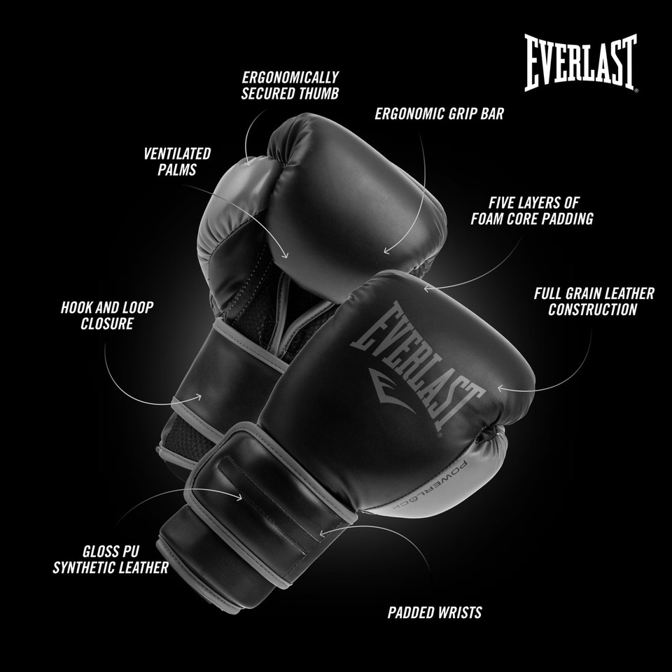 Everlast Powerlock 2 Boxing Gloves | Hook & Loop for Heavy Bag, Fitness ...