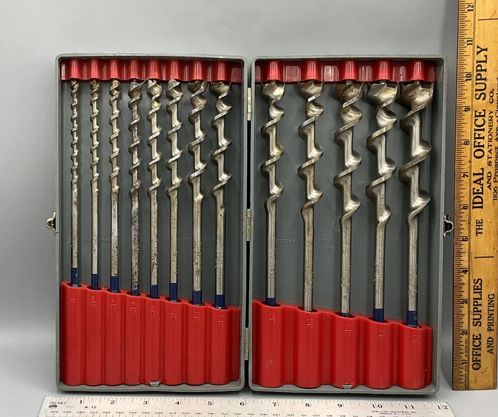 Vintage Craftsman 13 Piece Auger Bit Set 4/16" Thru 16/16" w/Case ...